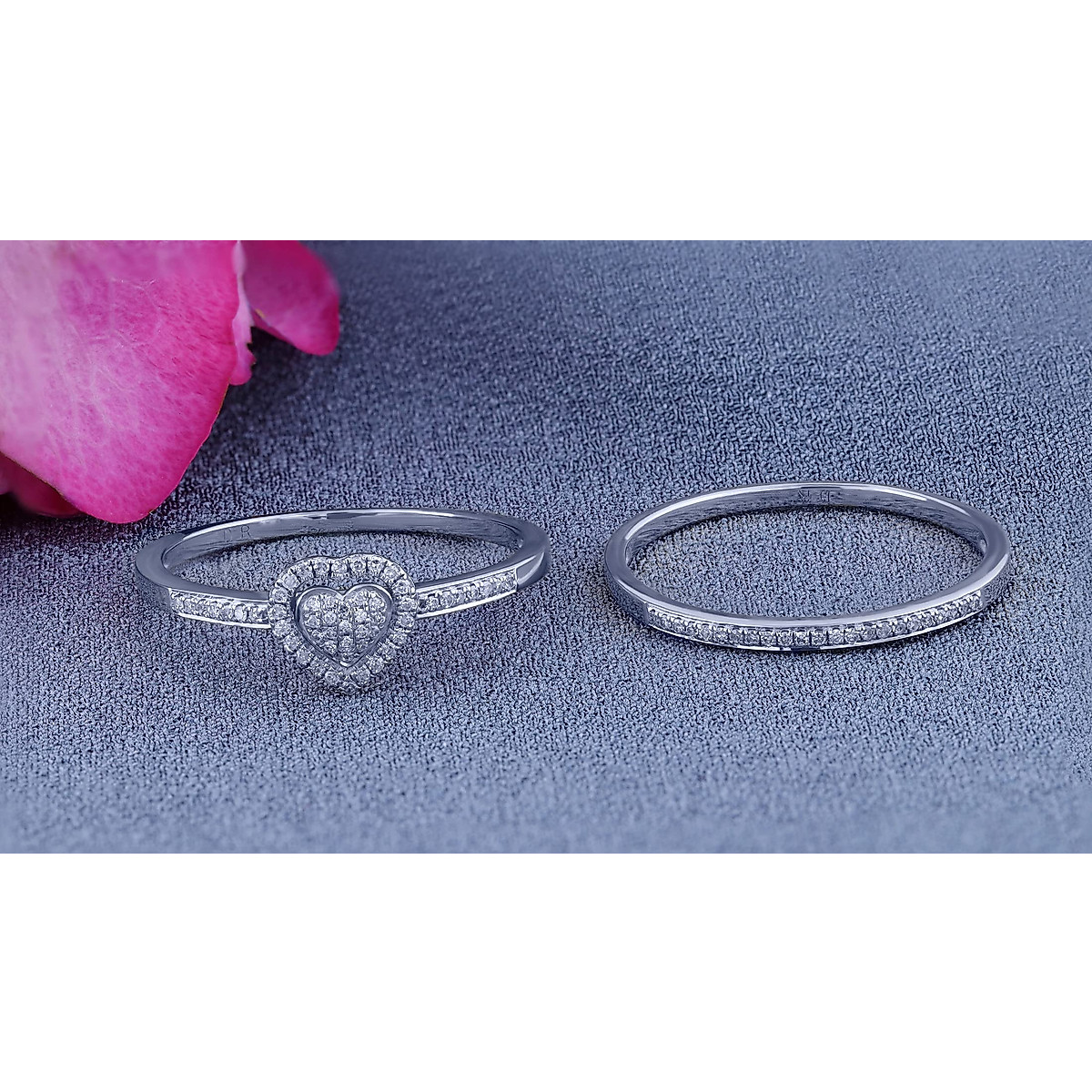 Dazzlingrock Collection 0.23 Carat (ctw) Round White Diamond Heart Shaped Engagement Ring Set for Women in 10K White Gold, Size 7