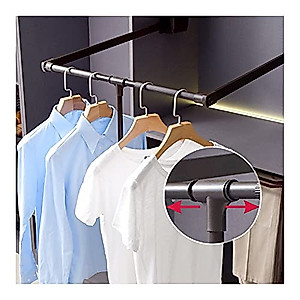 Brown Drop-Down Wardrobe Hanging Rail, Aluminum Alloy Closet Storage Rack, Adjustable Closet Rod Wardrobe Lifter Storage Rack, Adjustable 450-1150mm, Load 30KG (Size : 830-1150mm)