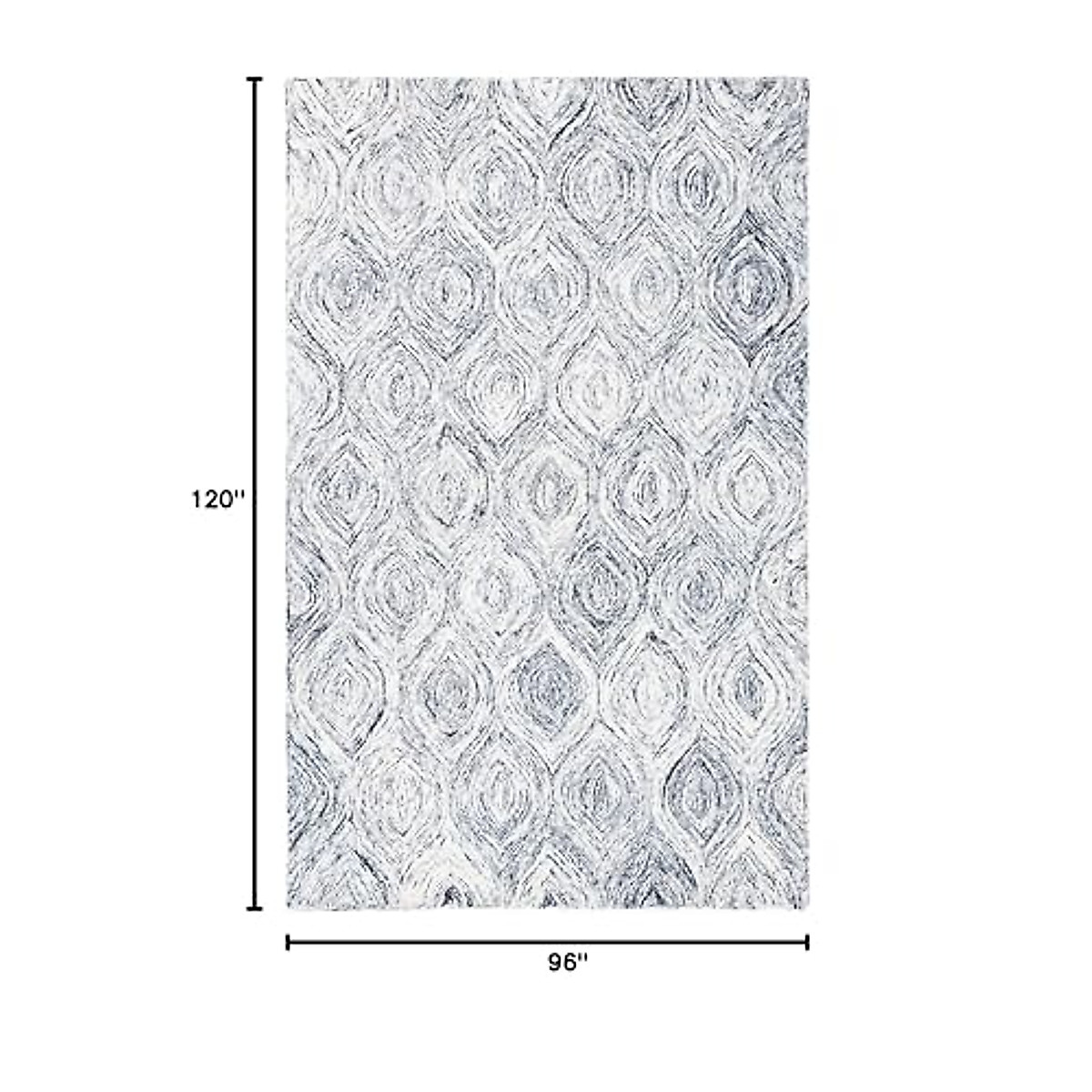 SAFAVIEH Ikat Collection Area Rug - 8' x 10', Silver & Grey, Handmade Wool, Ideal for High Traffic Areas in Living Room, Bedroom (IKT631G)