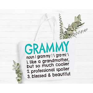 COCOVICI Grammy Tote Bag | Grammy Definition | Grandma Gifts | Grammy Gifts | Grammy Christmas Gift | Christmas Gift from Grandkids (Grammy Definition Turquoise/Black Font)