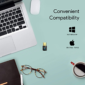 USB Bluetooth WiFi Adapter, Wireless Nano USB Network Adapter for Laptop Desktop PC Wi-Fi Dongle Compatible with Windows 10/7/8/8.1/XP Mac OS X 10.6-10.15.3 -Black