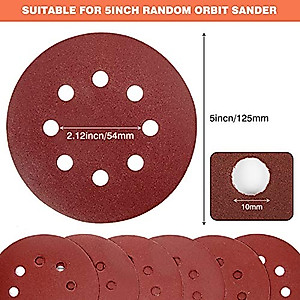 165pcs Orbital Sander Sandpaper Sanding Discs 5 Inch 8 Hole 40 60 80 120 180 240 320 400 600 Grit, Hook and Loop Random Orbital Sandpaper Assortment for Wood STUHAD