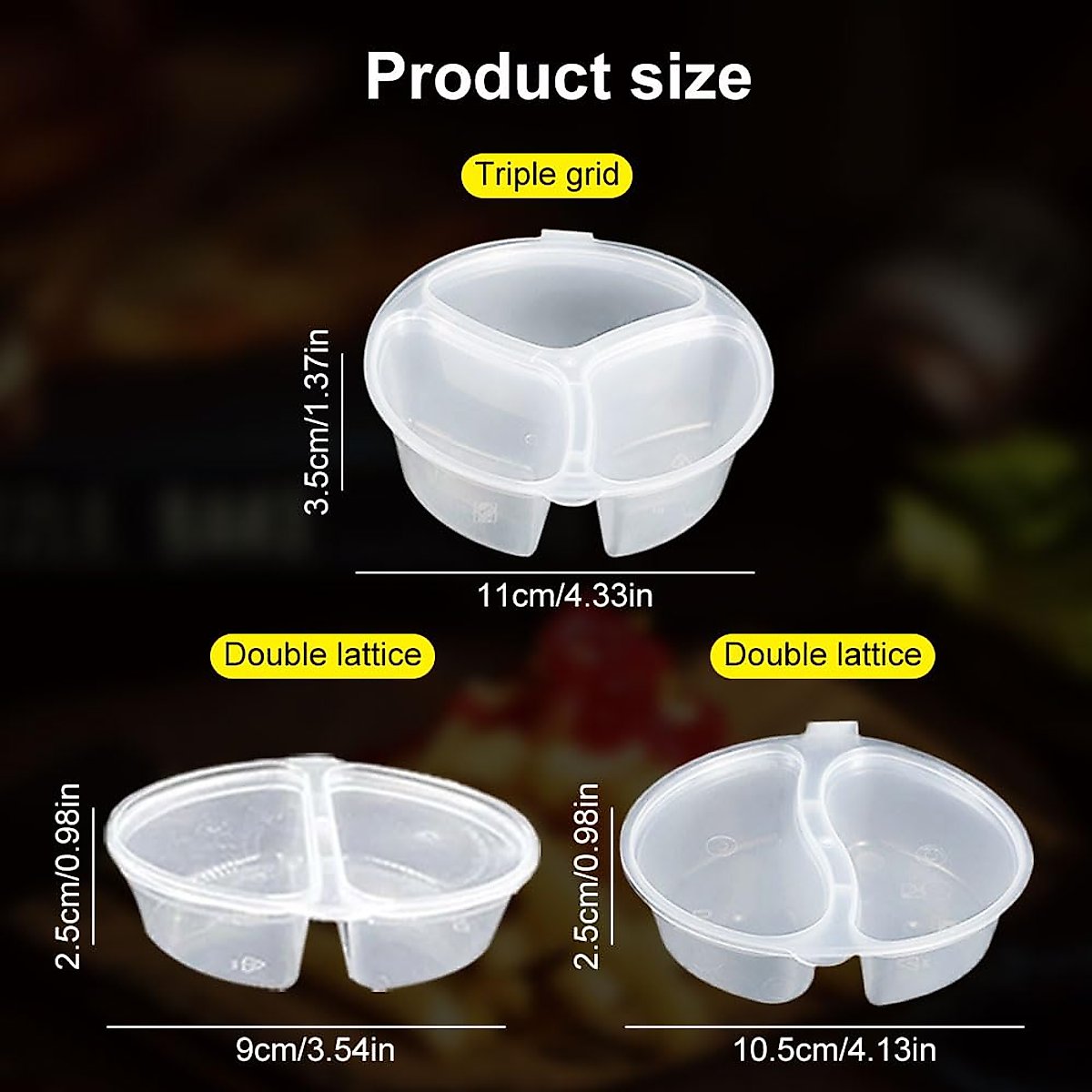 Double Compartment Condiment Containers with Lids, 2024 Condiment Salad Containers 2 Compartment, Upgrade Disposable Double Compartment Snack Containers (20, Three Compartment)