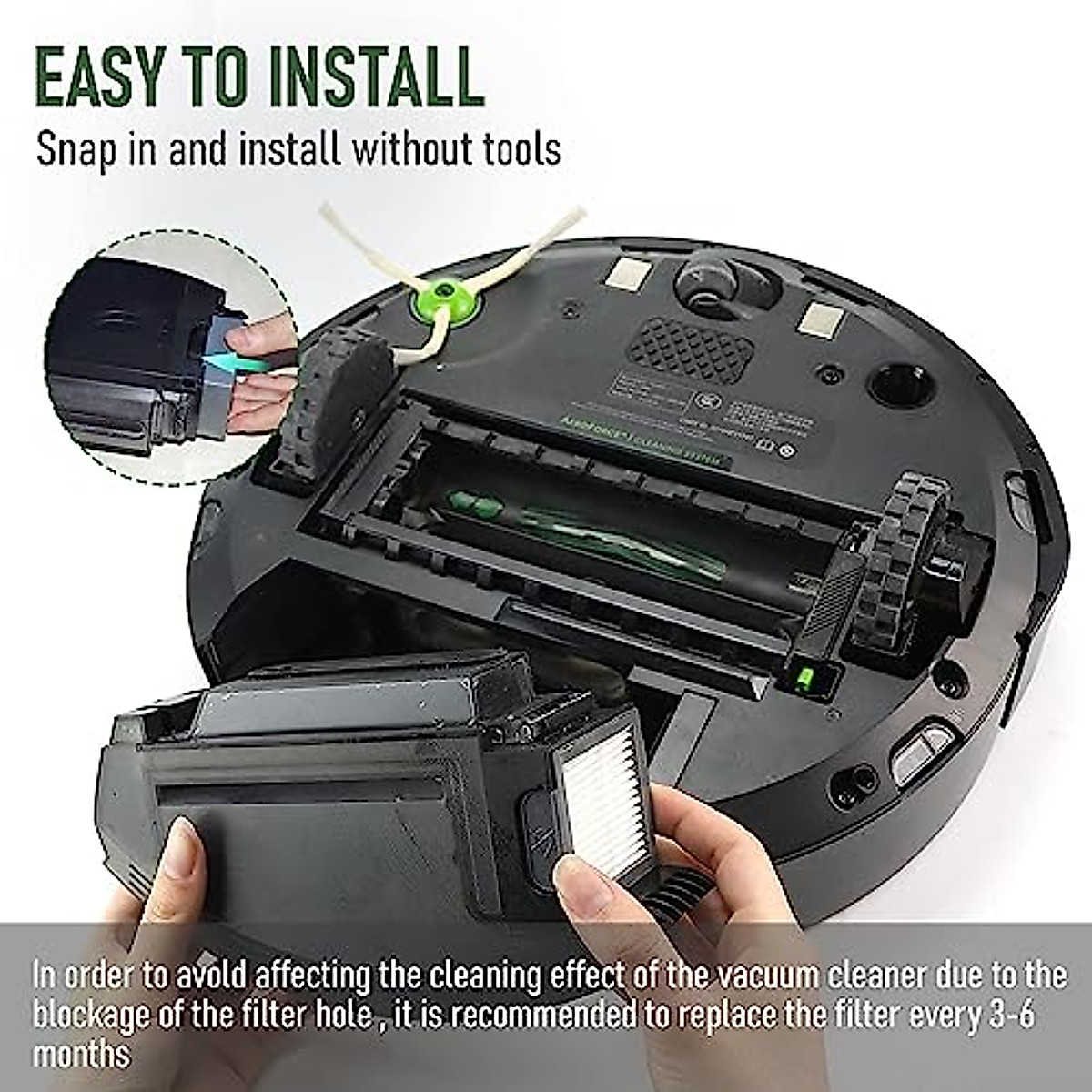 ALSTON HEPA Filter Replacements 12PCS for iRobot Roomba I E & J Series, i7 i7+/plus i3 i3+ i4 i6 i6+ i8 i8+ E5 E6 E7, High Efficiency Roomba Filters with Cleaning Brush…