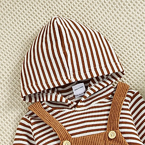 FOCICI Baby Boy Girl Clothes Long Sleeve Outfits Fall/Winter Ribbed Hoodie Baby Romper Yellow 6-9 momths