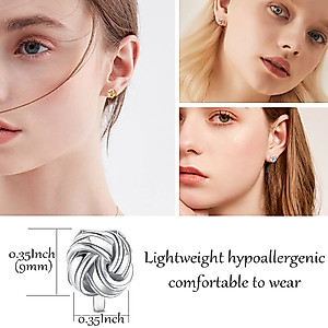 Sllaiss 925 Sterling Silver Clip On Earrings for Women 14k Gold Plated Celtic Knot Non Pierced Earrings (Silver)