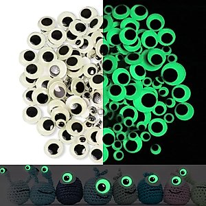 400 Pcs Wiggle Googly Eyes Self Adhesive Glow in The Dark Luminous Large Googly Eyes Plastic Glowing Eyes Sparkle for Craft DIY Decoration（8 10 12 15 20mm）