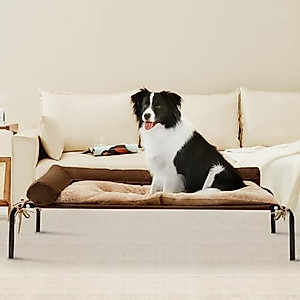 ROMROL 2 in1 Elevated Cooling Dog Bed for Large Dogs Raised Dog Cot Beds with Chew Proof Breathable Mesh and Metal Frame Portable Pet beds with No-Slip Rubber Feet for Indoor & Outdoor Easy to Clen