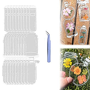 znvwki Transparent Dried Flower Bookmarks, Dried Flower Bookmark, Dried Flower Bookmarks Craft, DIY Bookmarks, Pressed Flower Bookmark Kit with Tweezers