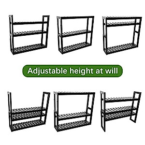 KDKD Bathroom Bamboo Shelf Organizer - 3 Tier Storage Shelf with Adjustable Wall Mounted Shelf Rack Over Toilet, Use for Bathroom, Kitchen, Living Room - Black