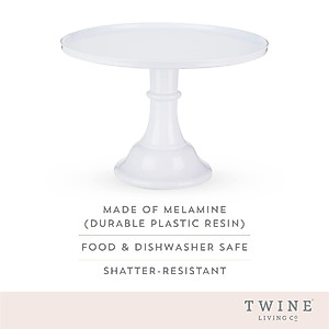 Twine Melamine Cake Stand, Cupcake Display Home Decor Food and Dessert Serving Accessory, 11.5 x 8 Inches, White, Set of 1