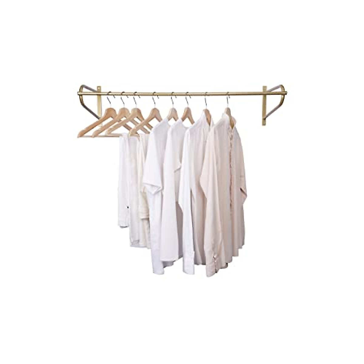VEGAINDOOR City Edition Wall Mounted Clothes Rack for Hanging Clothes , Retail Display Clothes Rod ,Garment Rack, Space Saving Wall Mount Garment Bar, Gold Clothing Rack ,39.4" (Gold)