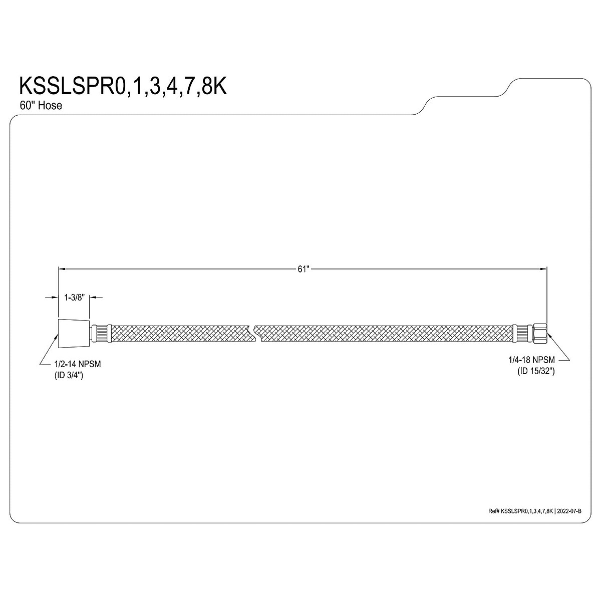 Kingston Brass KSSLSPR0K Nyloom 60" Kitchen Faucet Spray Hose, Silver Gray/Matte Black