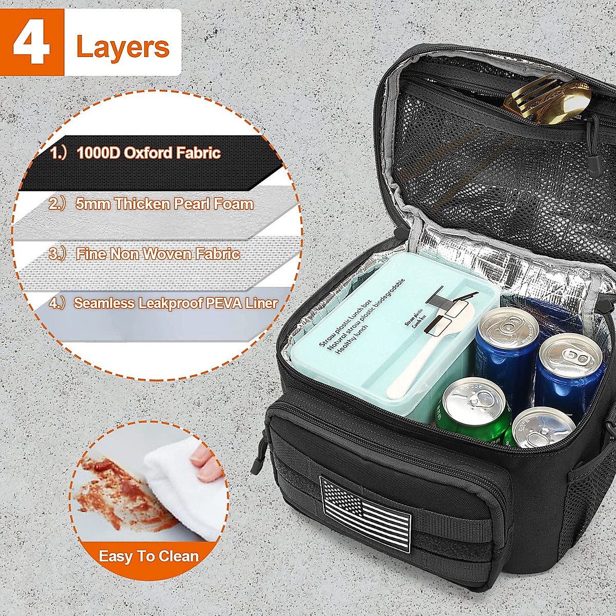 POWNEW Tactical Lunch Box for Men Women, Large Insulated Cooler Bag Lunch Pail for Office Work Picnic Gym Construction Camping, Gifts for Christmas Birthday