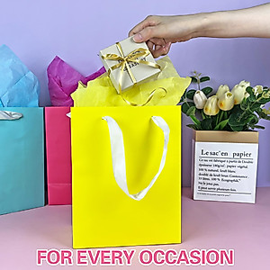 MUMULULU 6 Pack Gift Bags Assorted Sizes Colorful Paper Gift Wrap Bags with Handle and Tissue Paper for Birthday Party Baby Shower Wedding Holiday Presents (3 Small 6", 3 Medium 9")