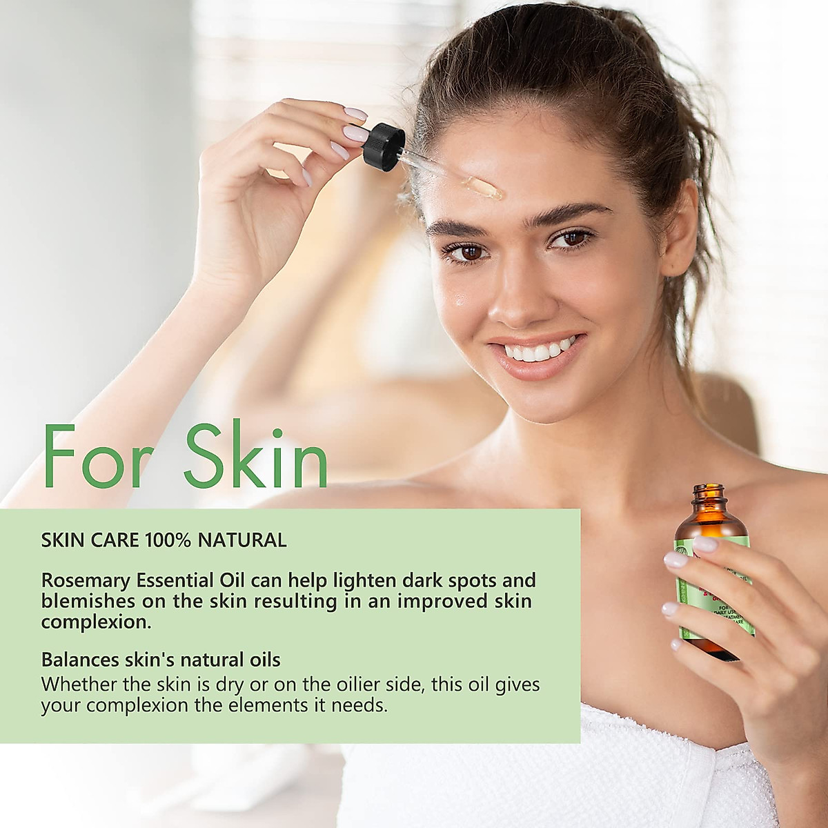 Rosemary Oil, 100% Pure Natural Rosemary Oil for Hair Growth, Treatment For Damaged Hair & Dry Skin, Cold Pressed Oil For Hair Growth, Eyebrows,Eyelashes, Nails and Skin(60ml)