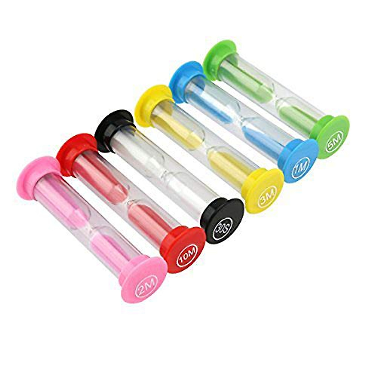 Sand Timer, KISEER 6 Pcs Colorful Hourglass Sandglass Sand Clock Timers Set 30sec / 1min / 2mins / 3mins / 5mins / 10mins for Brushing Children's Teeth, Cooking, Game, School, Office