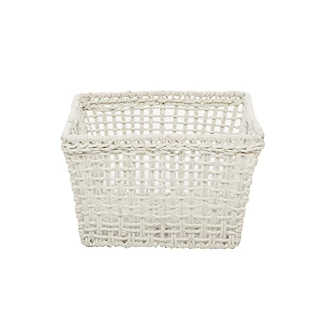 CosmoLiving by Cosmopolitan Cotton Rectangle Storage Basket with Handles, 19" x 16" x 10", White