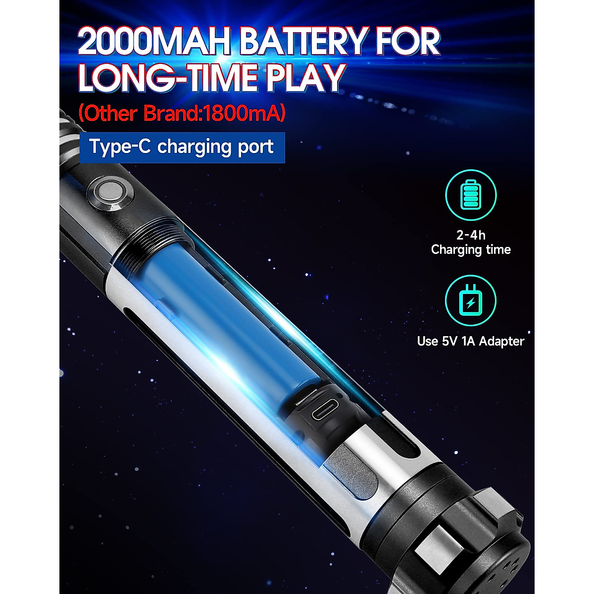 ANASABER Dueling Light Saber, Motion Control Lightsabers for Adults,Smooth Swing Light Saber with 10 Sound Fonts,RGB 12 Colors Changeable, Metal Hilt for Halloween Cosplay Party, Black,S9