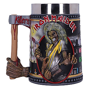 Nemesis Now Metal Band Tankard, Hand-Painted Beer Mug, Removable Stainless Steel Insert, Hard Rock Music Fans Collectible Merch, 16cm - Iron Maiden Killers