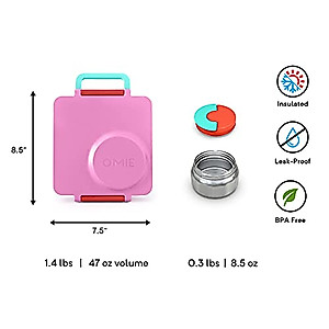 OmieBox Bento Box for Kids + OmieBox (2 pack) Leakproof Dips Containers To Go, Salad Dressing Container + OmiePod