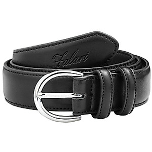 Falari Women Genuine Leather Belt Fashion Dress Belt With Single Prong Buckle 6028-Black-M