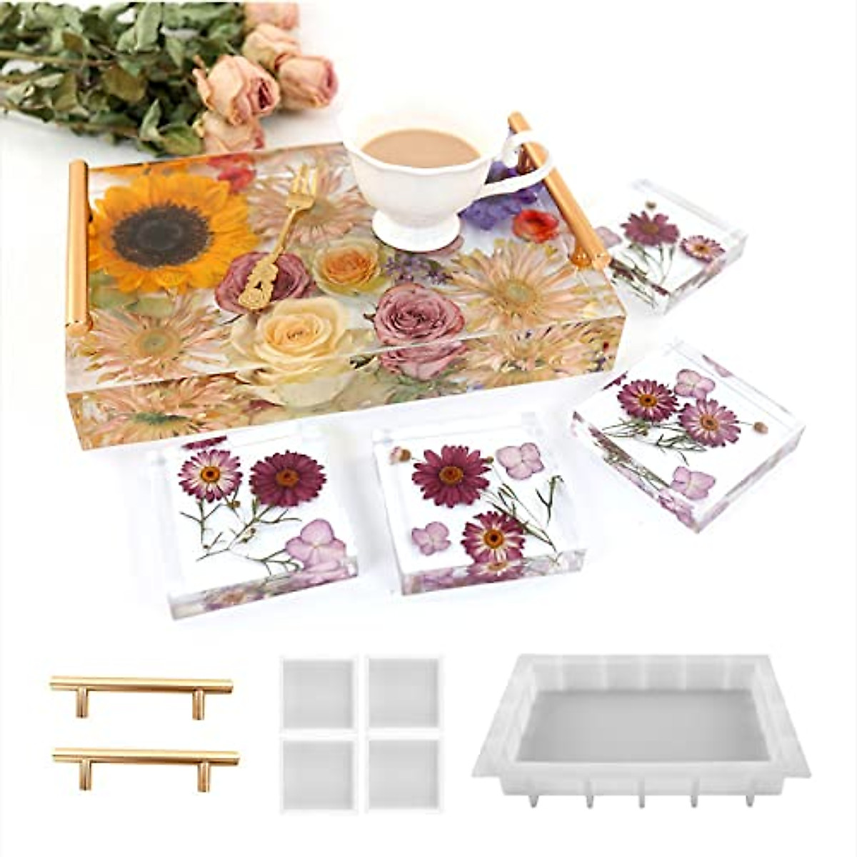 AOOOWER Resin Mold Coaster Tray Silicone Mold Table Decoration DIY Epoxy Crafts