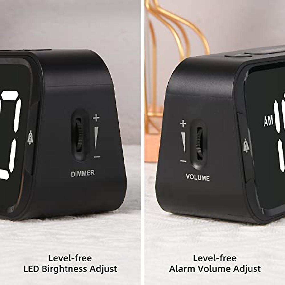 Searon Alarm Clock for Bedroom - Digital Desk Clock for Kids Dimmable LED Display, Dual Loud Alarms, Programmable Snooze, 12/24H, DC 5V/1A USB Port Charger - 5.6 x 2 x 2.8 Inches