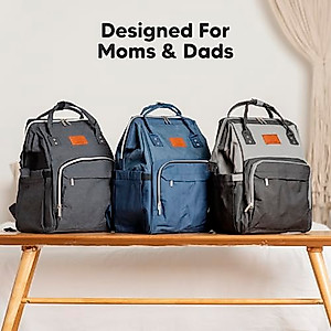 KeaBabies Baby Diaper Bag Backpack - Baby Bag for Boys, Girls, Waterproof Multi Function Baby Backpack, Large Diaper Bags for Baby Girl, Baby Boy, Travel Diaper Bag with Changing Pad (Trendy Black)