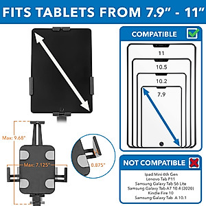 Mount-It! Universal Tablet Kiosk Stand, Anti-Theft Tablet Floor Stand with Lock for Business and Retail Use | Universal Fit for 7.9" to 11" iPad and Samsung Tablets, Height Adjustable, Black