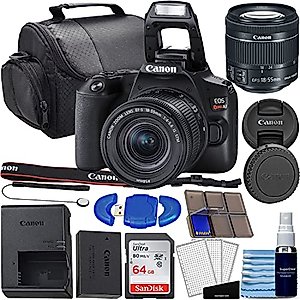 Camera EOS Rebel SL3 DSLR Camera with 18-55mm f/4-5.6 is STM Zoom Lens Bundle with 64GB Memory, Carrying Case, Card Reader + Photo Bundle