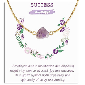 CARITATE Raw Amethyst Necklace Purple Necklace for Women as Spiritual Gifts - February Birthstone Natural Crystal Necklace as Healing Gifts for Women - Real Crystal Gemstone Jewelry Necklace