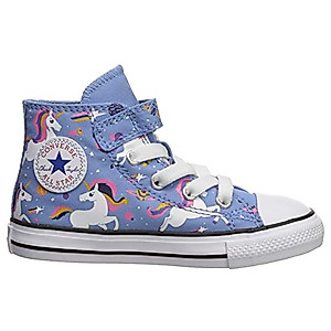 Converse Baby-Girl's Chuck Taylor All Star 1V Unicons Sneaker, Light Blue/Black/White, 3 M US Infant