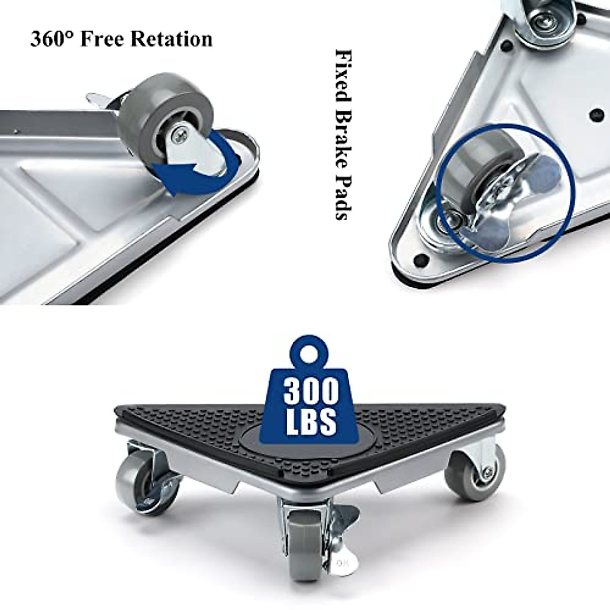 WEPUMP Furniture Moving Dolly 3 Wheels Heavy Duty Wheel Movers Lockable Lifter Mover Tool Set 4 Pack for Object, 1200 LBs Load Capacity