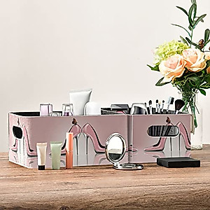 Oyihfvs Elegant Pink High Heel Shoes with Butterfly 2 PCs Collapsible Storage Bins Baskets, Foldable Felt Fabric Organizer Cube Boxes Storage Bags for Shelves Closet Home Decor