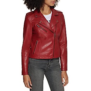 Levi's Women's The Classic Faux Leather Moto Jacket (Regular & Plus Size), Deep Cherry Red, X-Small