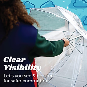 totes Clear Bubble Umbrella with Dome Canopy, Lightweight Design, Wind and Rain Protection, Dots, Adults-51