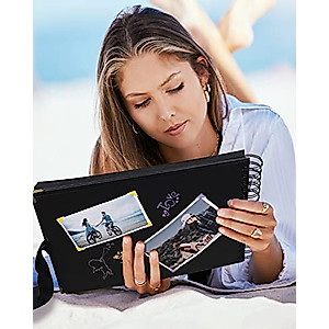 Photo Album Scrapbook 100 Pages(8.3x11.6in) Personalized, Hardcover Black Page Scrapbook Journals Blank Handmade Memory Book