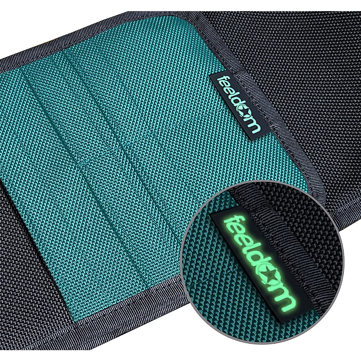 Breathable Wheelchair Support and Safety Belt with Card Organizer, Single Strap Adjustment and Wide Velcro Closure (Aqua Blue)