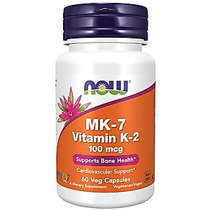 NOW Supplements, MK-7 Vitamin K-2 100 mcg, Cardiovascular Support*, Supports Bone Health*, 60 Veg Capsules