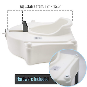 DMI Hi-Riser Elevated Locking Raised Toilet Seat with Armrests, 5 Inch Seat Height, Supports 350lbs, White