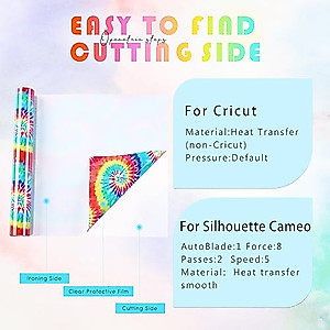 Tintnut Tie-dye Swirl HTV Heat Transfer Vinyl Roll - 12 Inch x 5ft Roll HTV Color Gradient Swirl Iron on Vinyl Spiral Patterned HTV Vinyl DIY Canvas Bag T-Shirts for Cricut or Silhouette Cameo