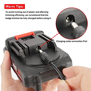 Hedge Trimmer Cordless, TOOVEM 2 in 1 Handheld Cordless Grass Shear with 2 Pcs Rechargeable Batterys and Charger, 24V Electric Weed Grass Cutter Shrubbery Trimmer for Garden, Lawn (Red)