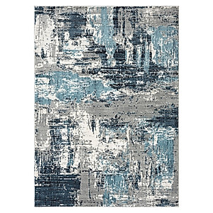 LUXE WEAVERS Abstract Distressed Blue 8x10 Area Rug