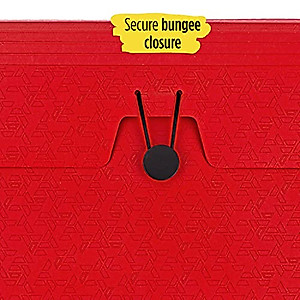 Five Star 6 Pocket Expanding File Organizer, Plastic Expandable File Folders with Pockets and Tab Inserts, Holds 11" x 8-1/2", Bungee Closure, Fire Red (72387)