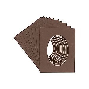 CountryArtHouse Chocolate Brown Acid Free 15x30 Oval Picture Frame Mat with White Core Bevel Cut for 10x24 Pictures - Fits 15x30 Frame - Pack of 10 Matboards