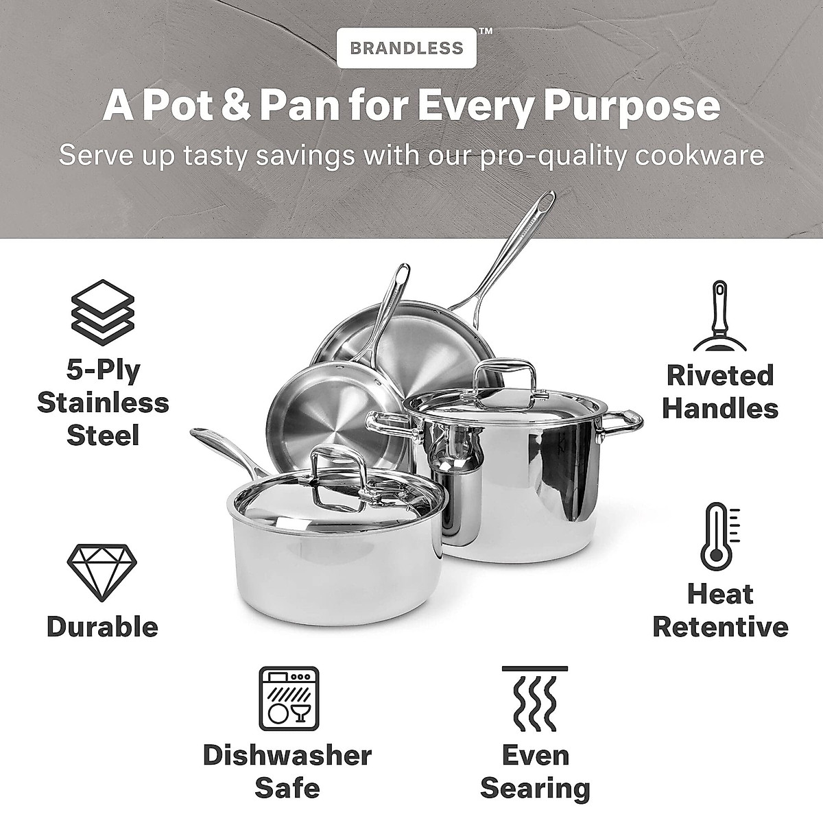 Brandless Stainless Steel Cookware (Brandless Stainless Steel Stock Pot with Lid)