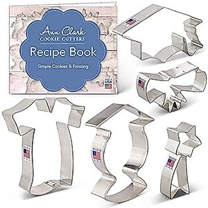 Graduation Cookie Cutter Set 5-pc with Graduation Cap, Gown, Diploma, Graduate, Shooting Star & Recipe Booklet Class of 2022 Graduation Cookie Cutters by Ann Clark