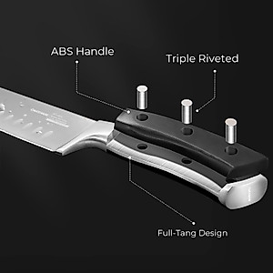 OAKSWARE 7" Santoku Knife, Razor Sharp Kitchen Cutting Chopping Chef Knife, Professional High Carbon German Steel Cooking Knife for Meat, Vegetables, and Fruits