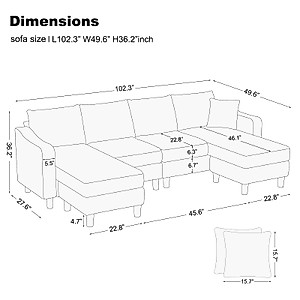Belffin U Shaped Sectional Sofa Velvet Convertible Sofa with Reversible Chaises Sectional Couches with Ottomans for Living Room (Green)…